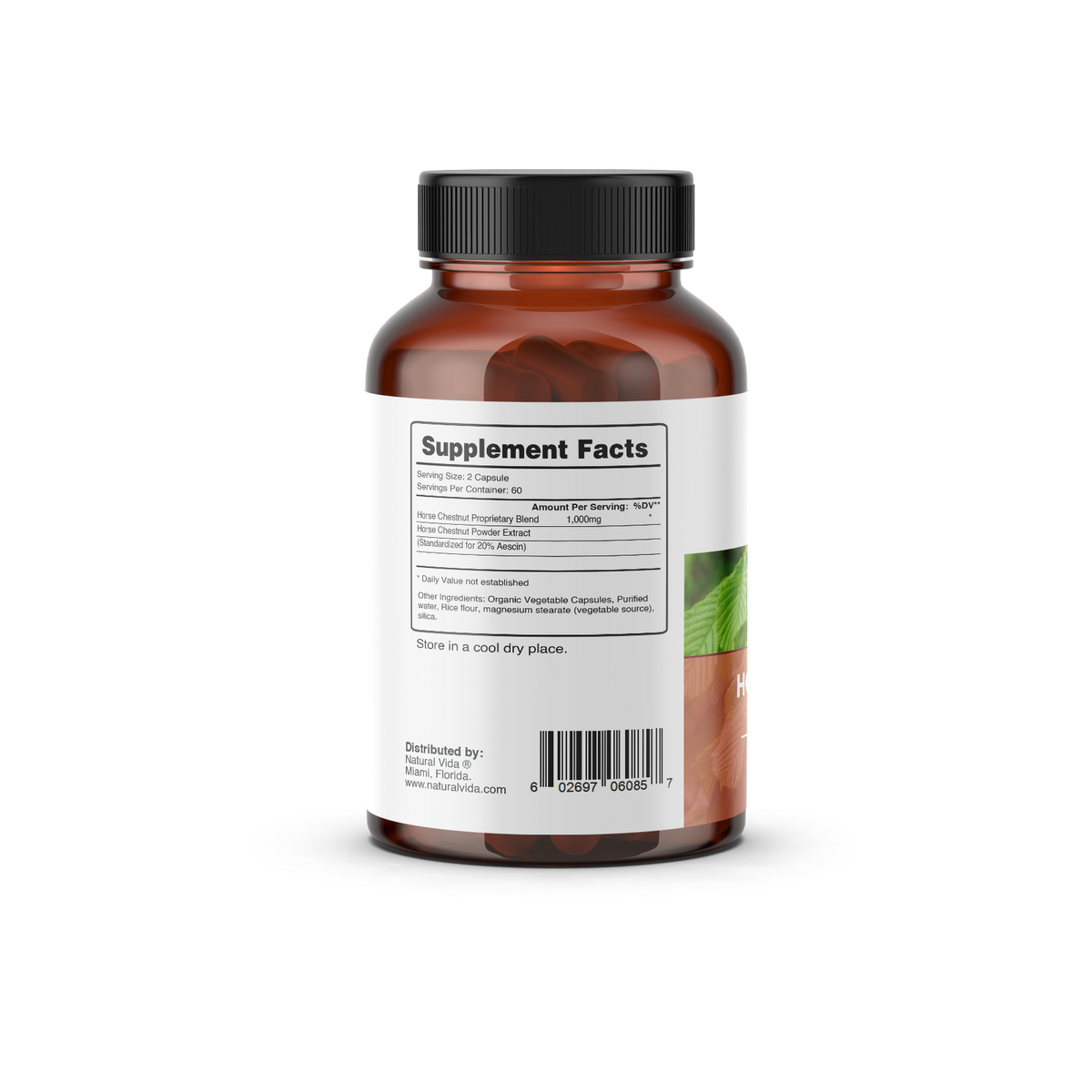 Horse Chestnut 1000mg 120 Veggie Capsules Aescin 20% – Natural Vida